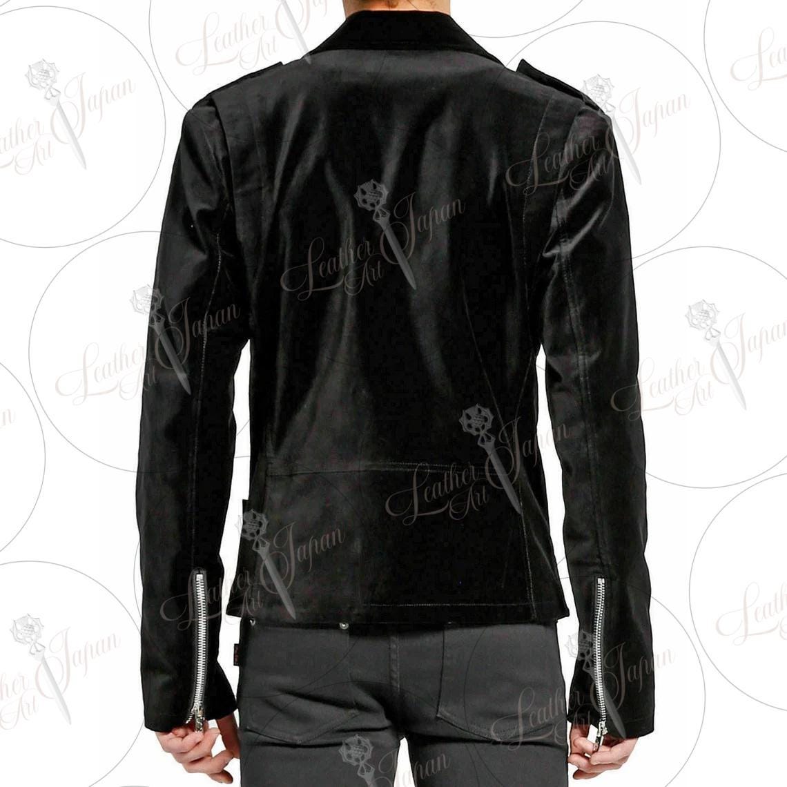 Men Black Velvet Biker Gothic Classic Steampunk Designer ...