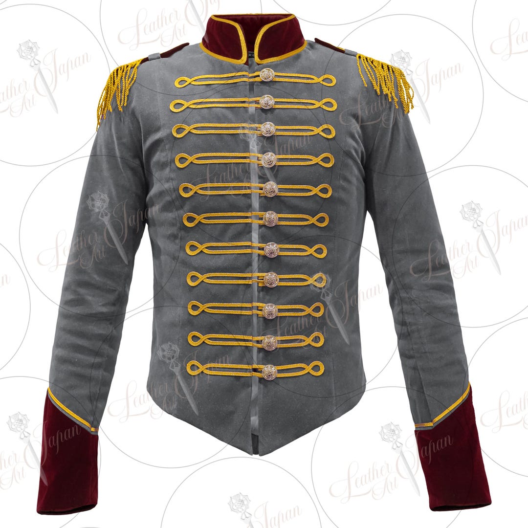 Women's Grey Velvet Military Jacket With Gold Epaulettes - Etsy