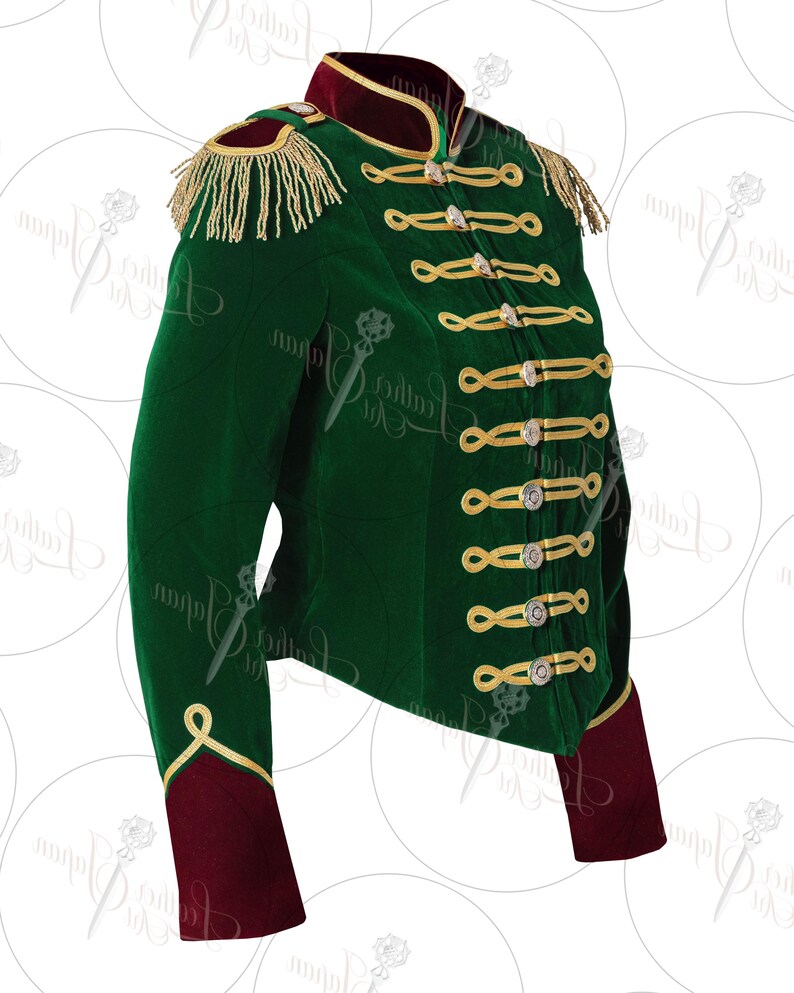 Women's Green Velvet Military Jacket With Gold Epaulettes - Etsy