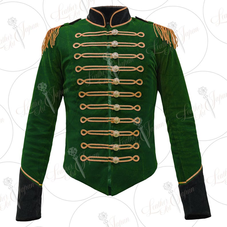 Women's Green Velvet Military Jacket With Gold Epaulettes - Etsy