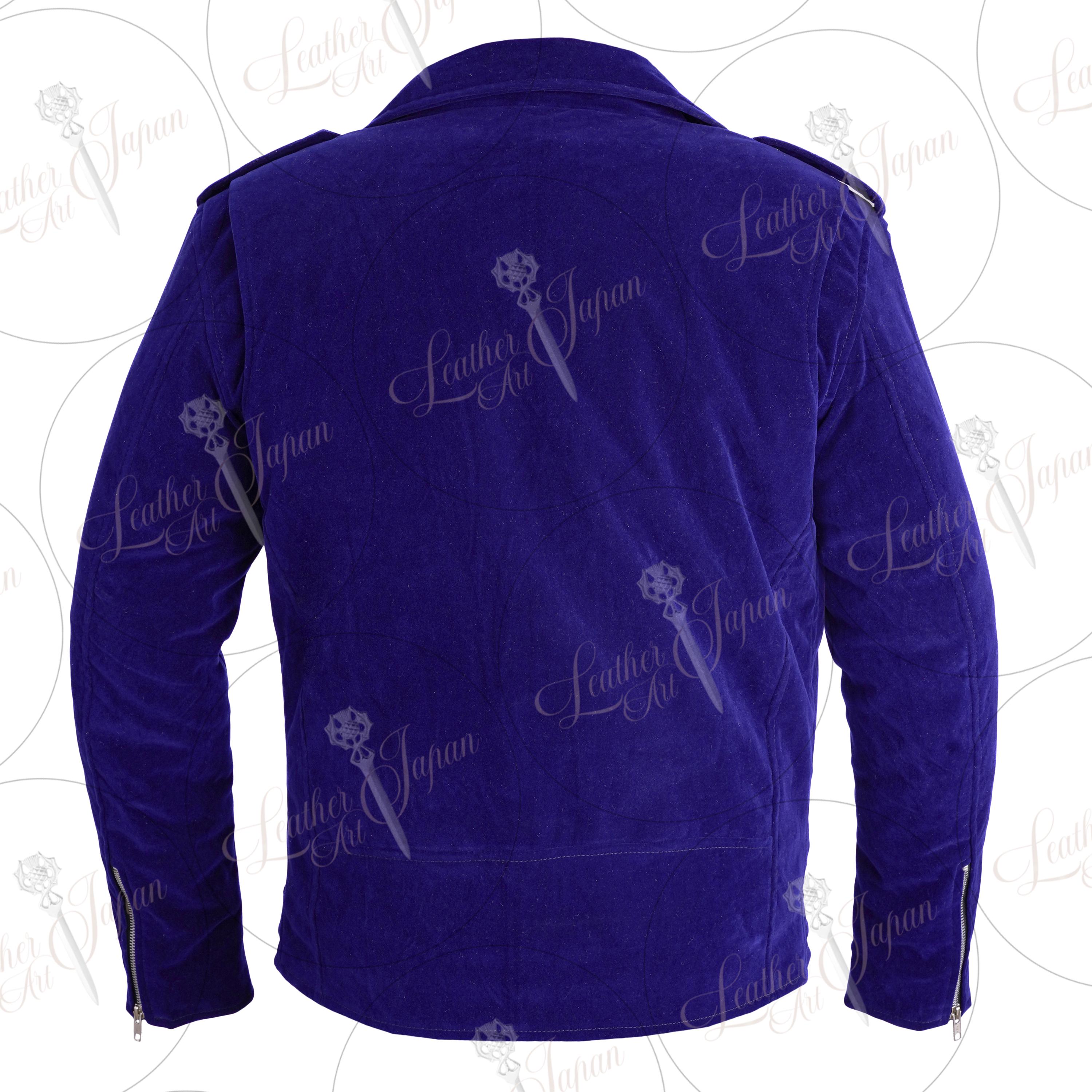 Men Royal Blue Velvet Biker Gothic Classic Steampunk Designer ...
