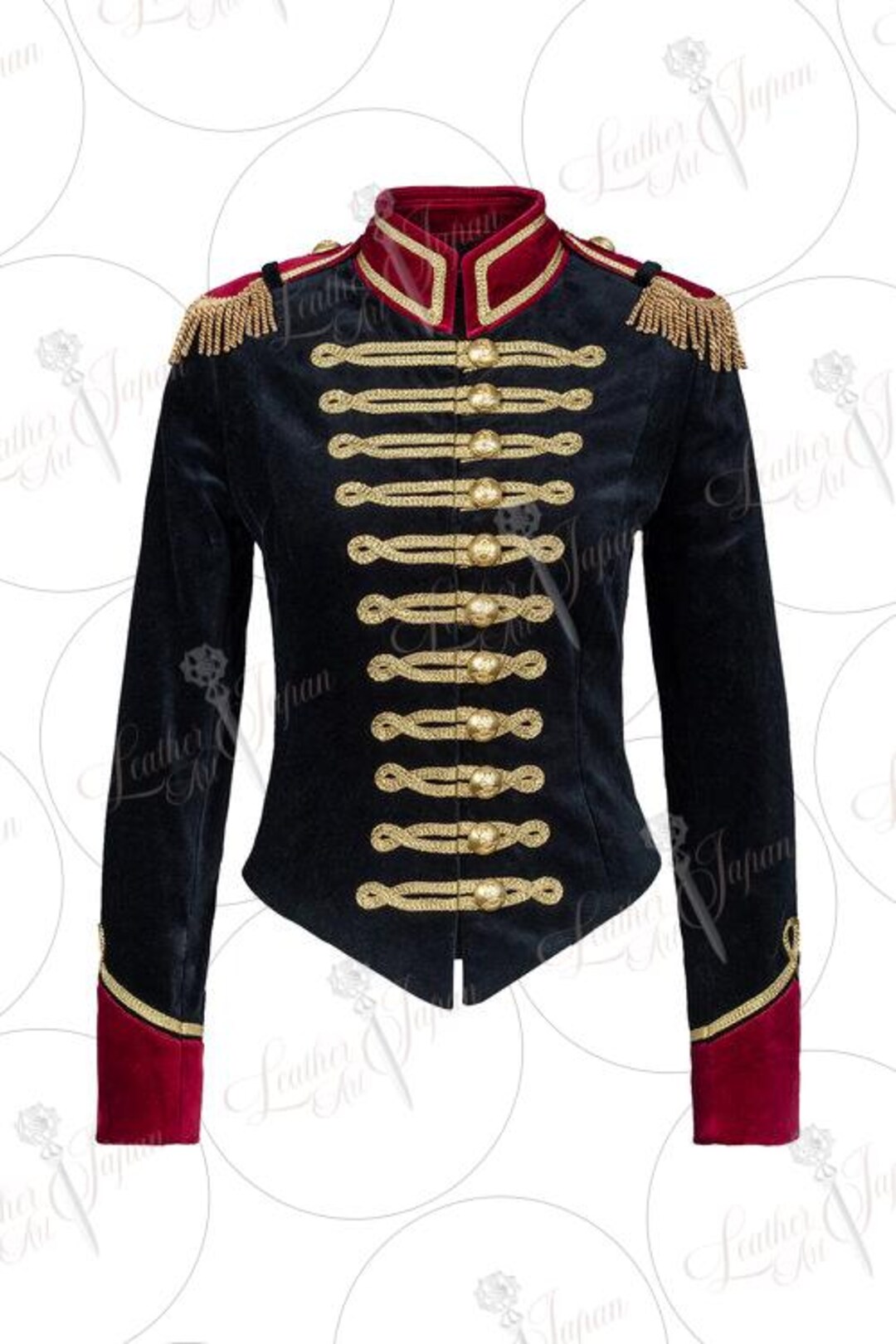 Women's Navy Blue Velvet Military Jacket With Gold Epaulettes - Etsy