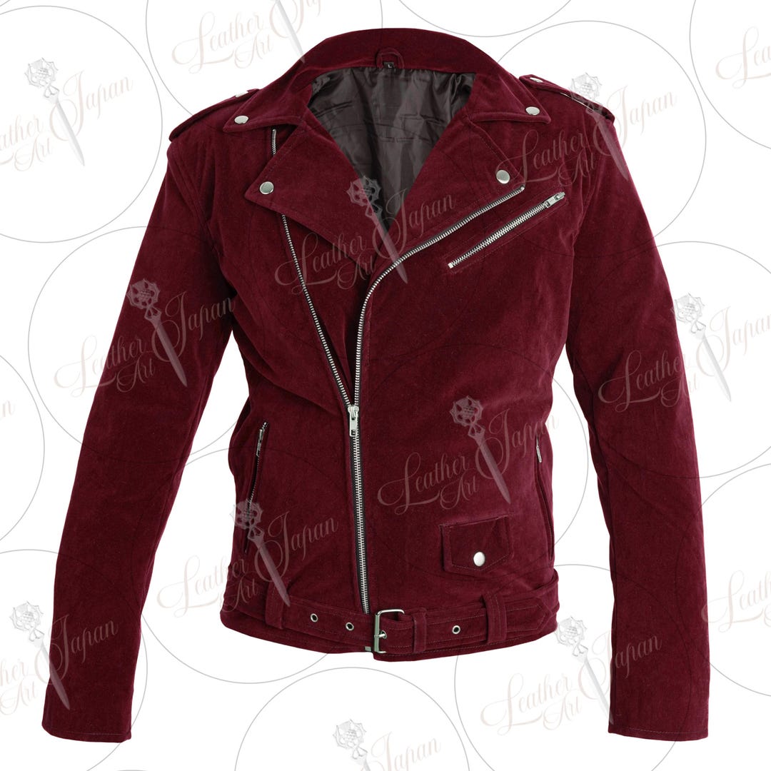 Men Burgundy Velvet Biker Gothic Classic Steampunk Designer Motorcycle ...