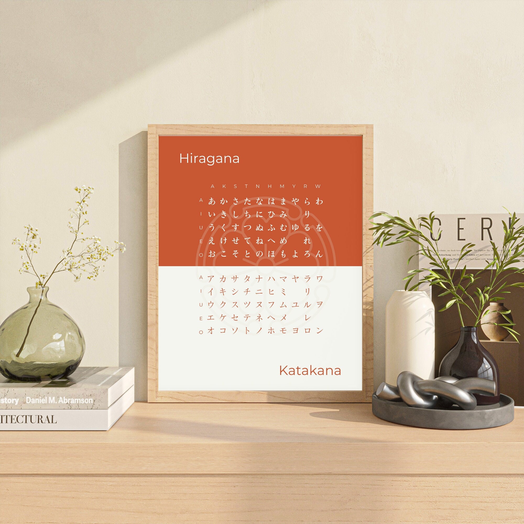 Hiragana Katakana Chart, Japanese Alphabet Poster, Japandi Home Decor ...