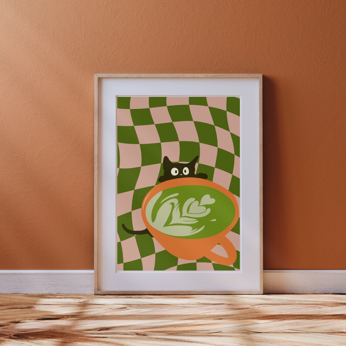 But First Matcha Poster, Black Cat Matcha Latte Wall Decor ...