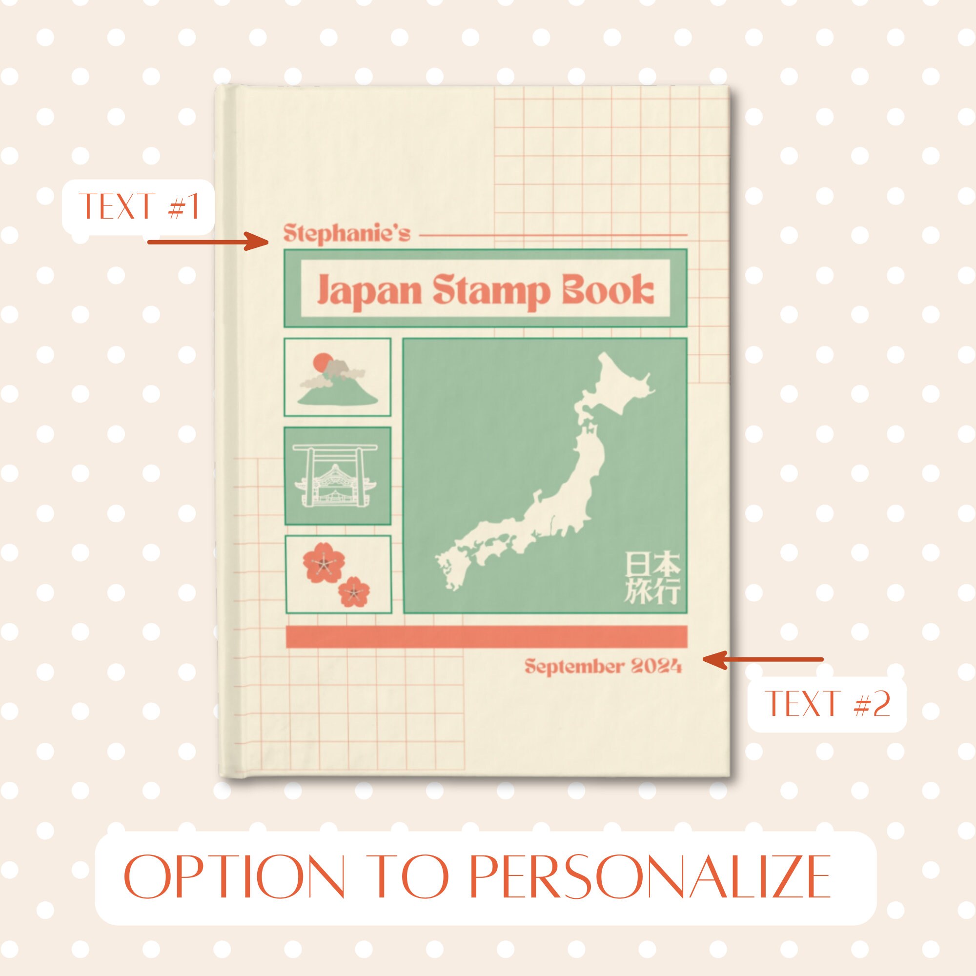 Personalized 5x7 Japan Stamp Notebook, Japan Travel Journal, Kawaii ...