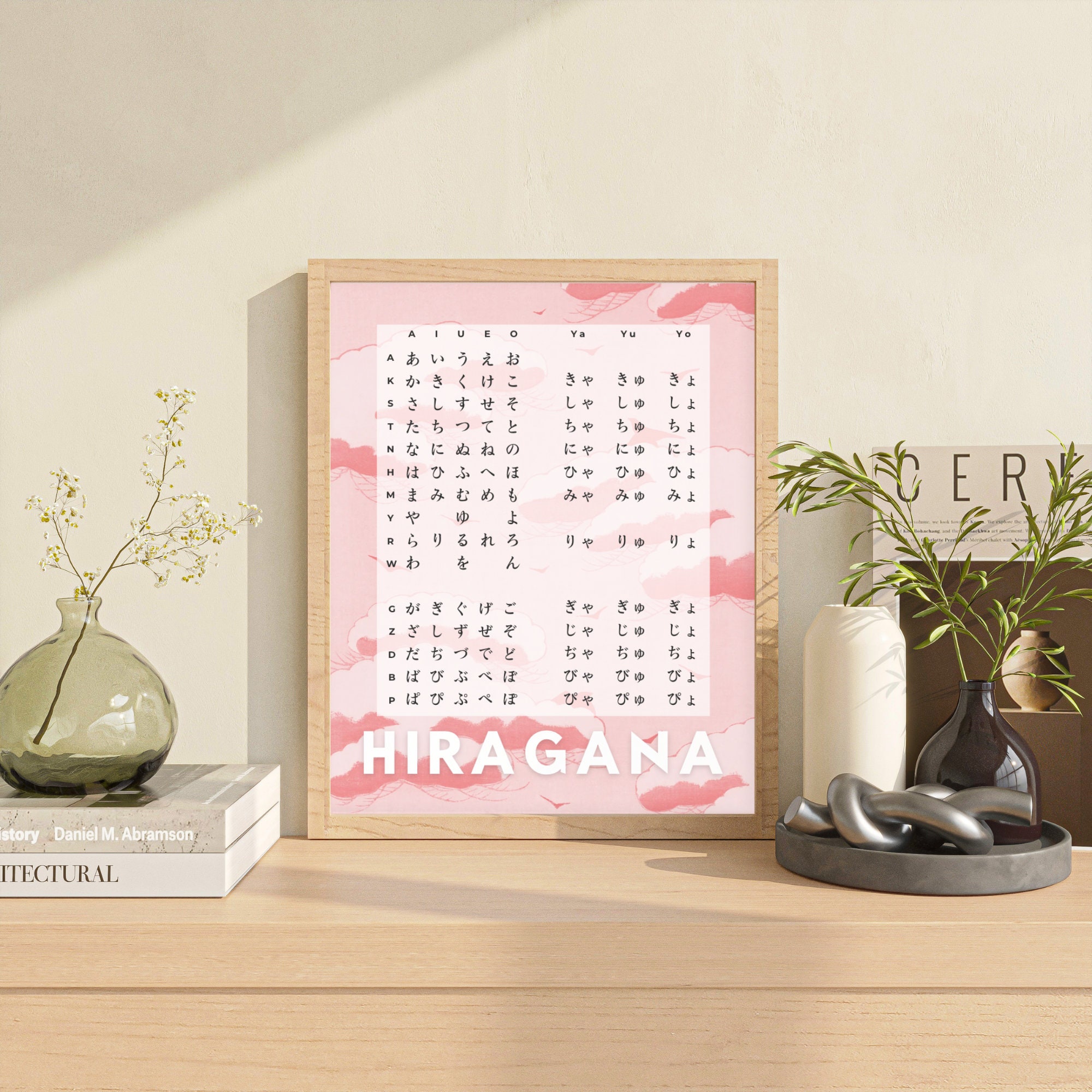 Hiragana Katakana Chart Set of 2, Shin Bijutsukai Artwork, Cute ...