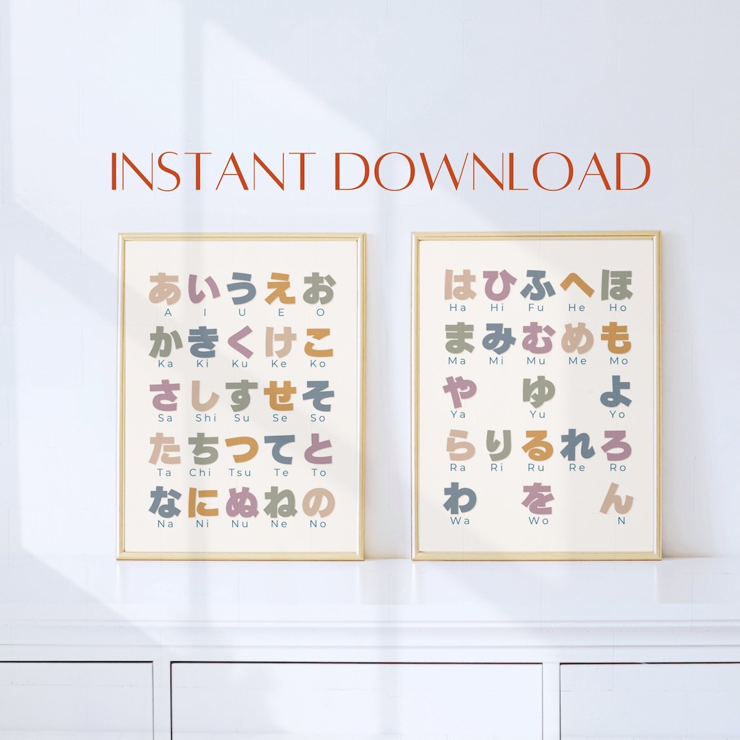 Japanese Hiragana Chart, Printable Wall Art for Classroom, Language ...