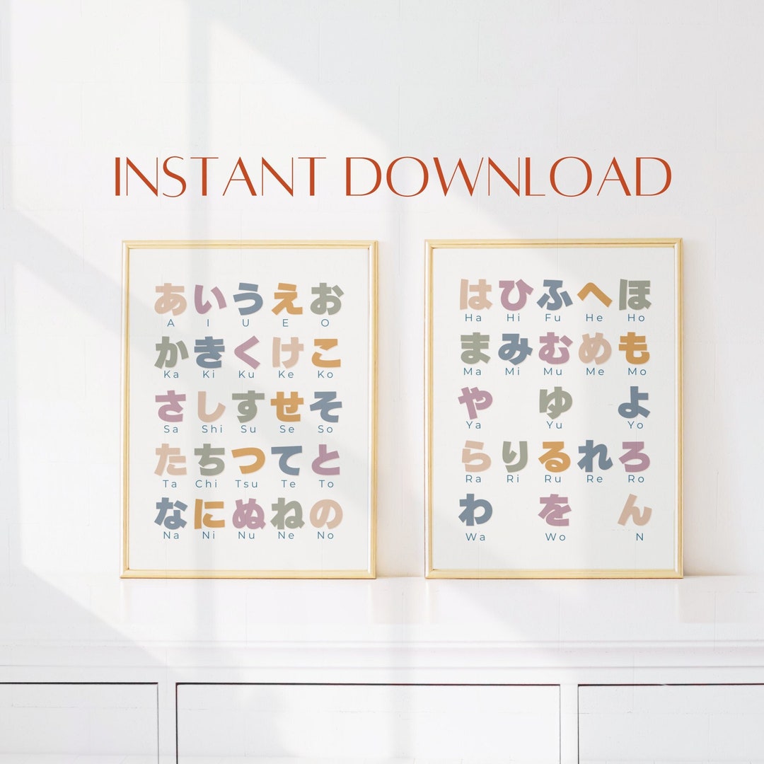 Japanese Hiragana Chart, Printable Wall Art for Classroom, Language ...