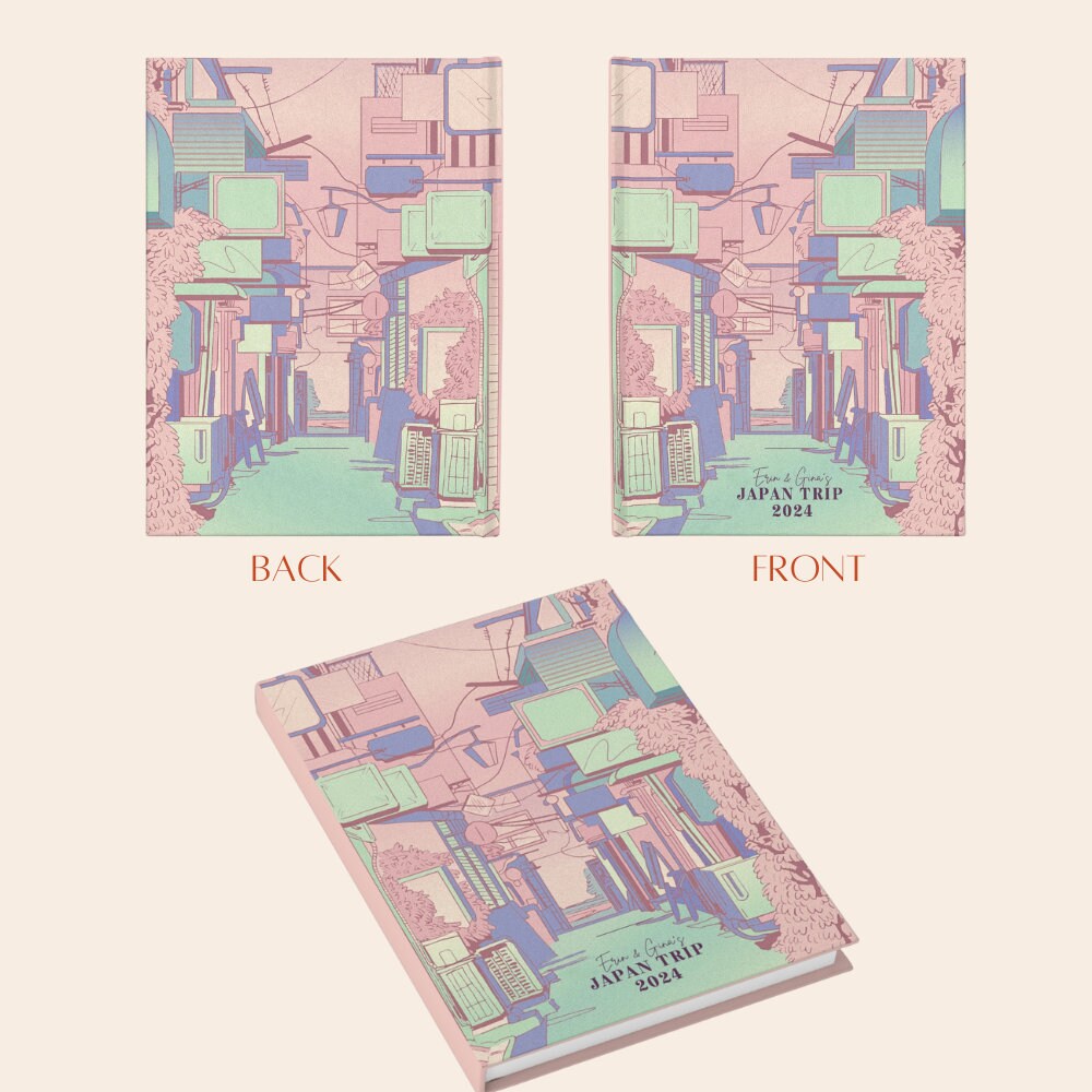 Custom Japan Stamp Notebook, 5x7 Personalized Travel Journal, Kawaii ...