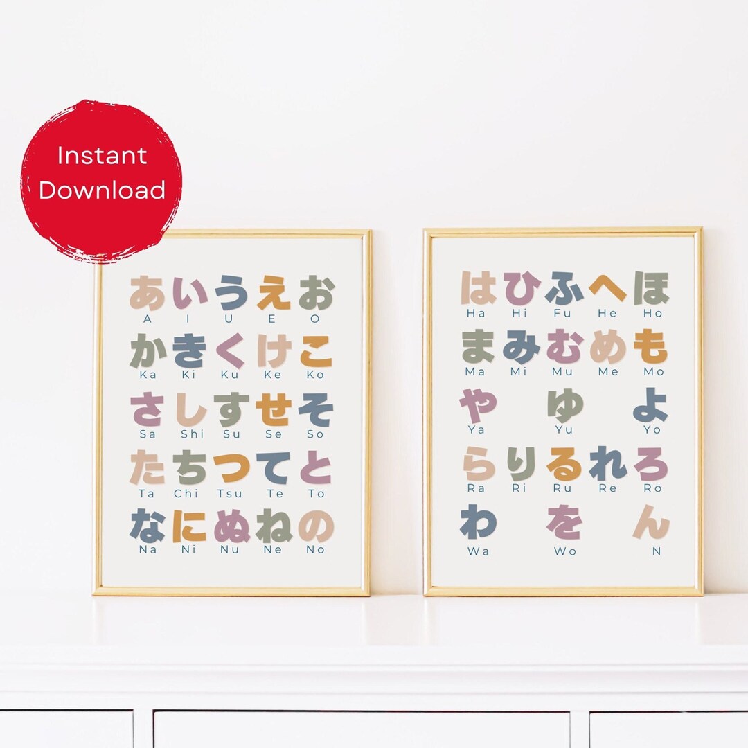 Japanese Hiragana Chart, Printable Wall Art for Classroom, Language ...