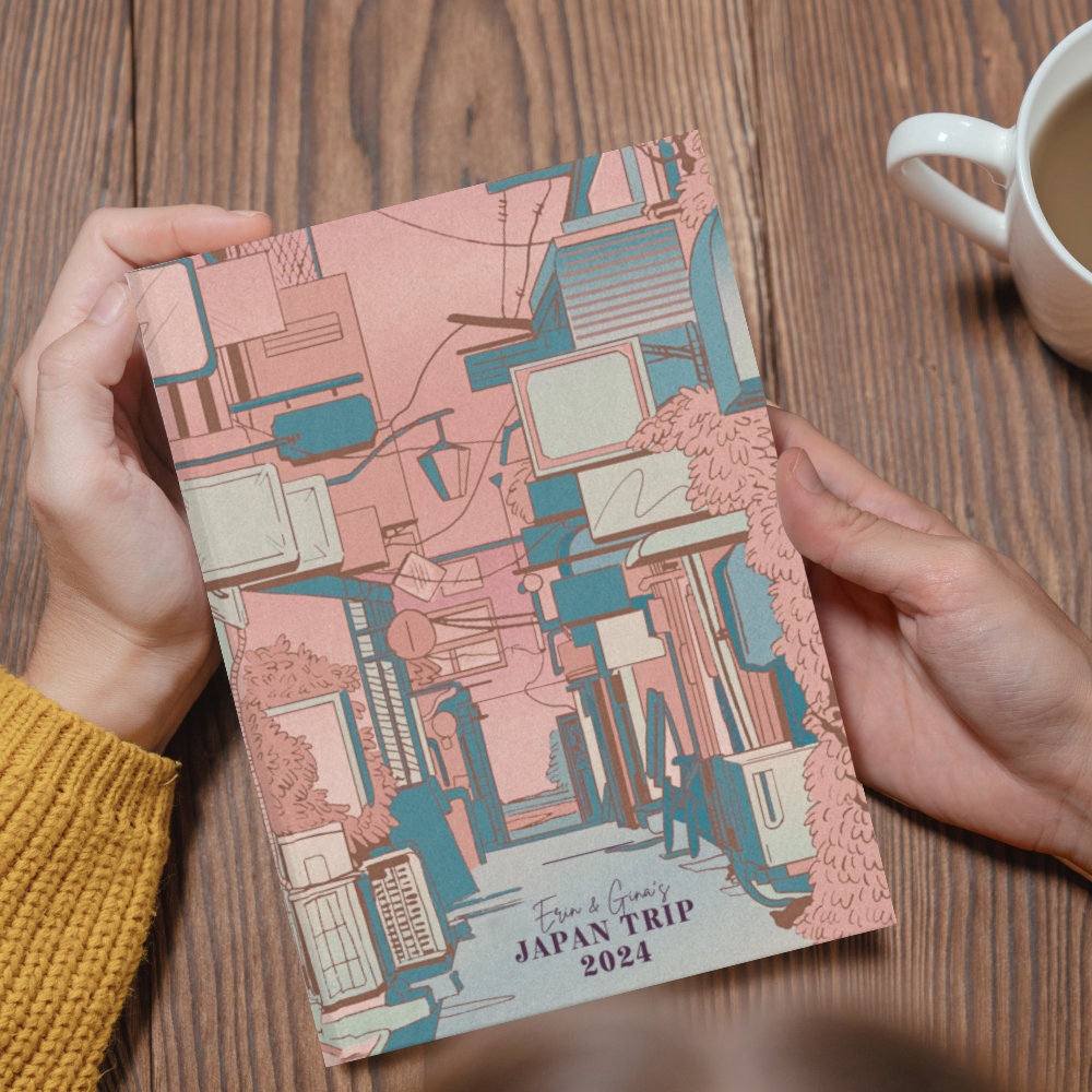 Custom Japan Stamp Notebook, 5x7 Personalized Travel Journal, Kawaii ...