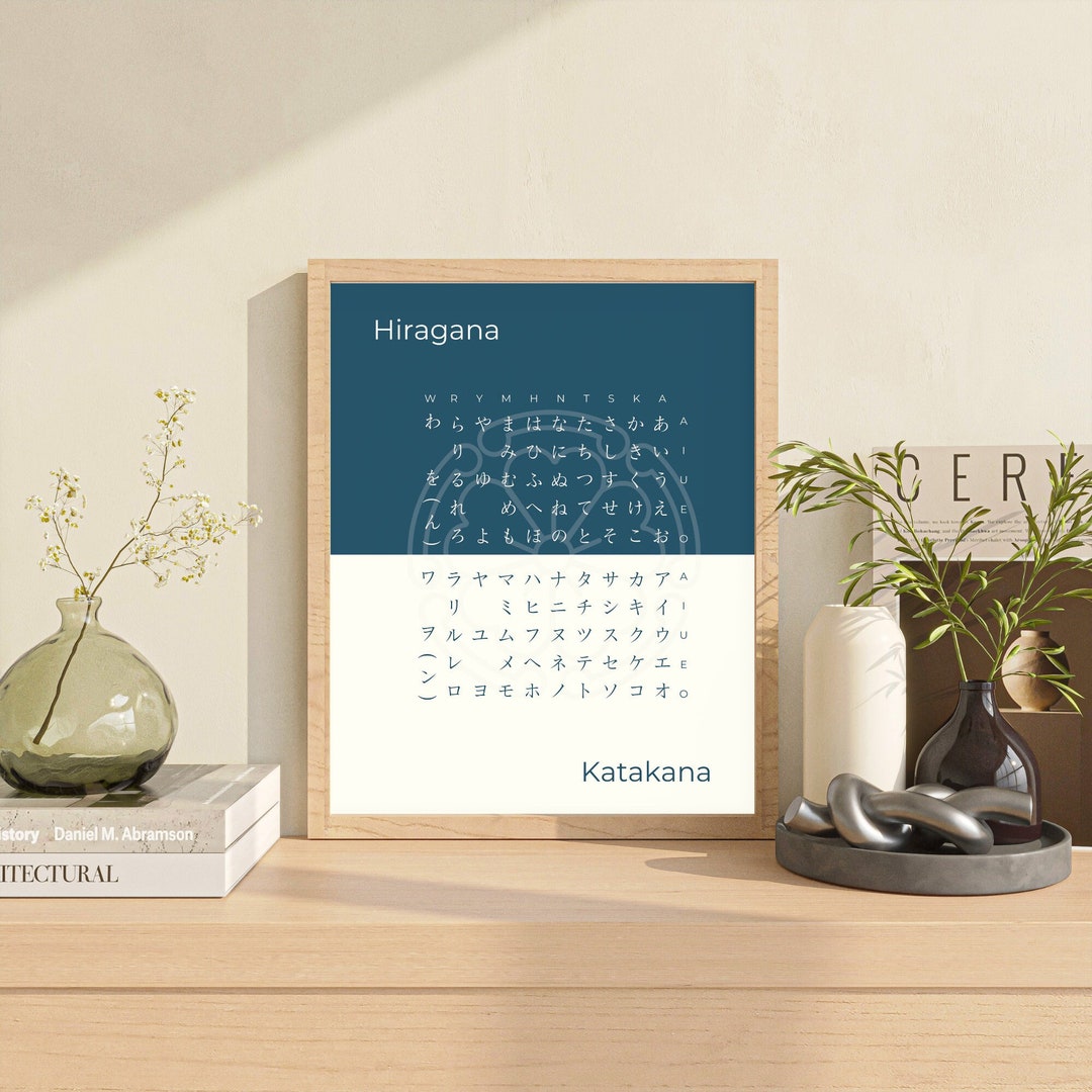 Hiragana Katakana Chart, Japanese Alphabet Poster, Japandi Home Decor ...