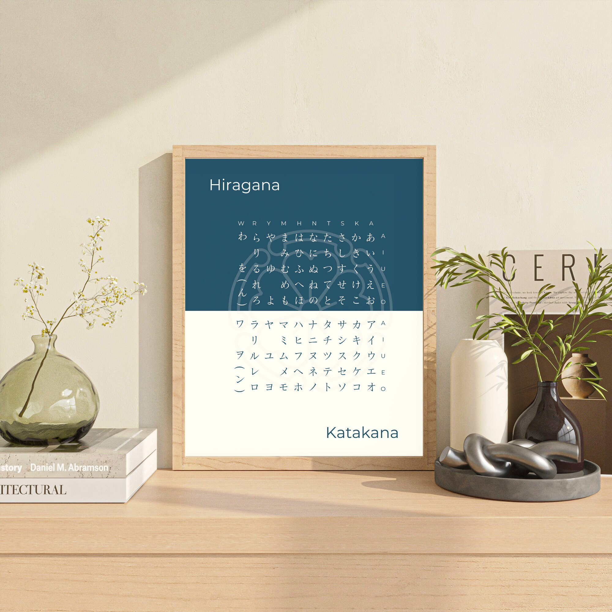 Hiragana Katakana Chart, Japanese Alphabet Poster, Japandi Home Decor ...