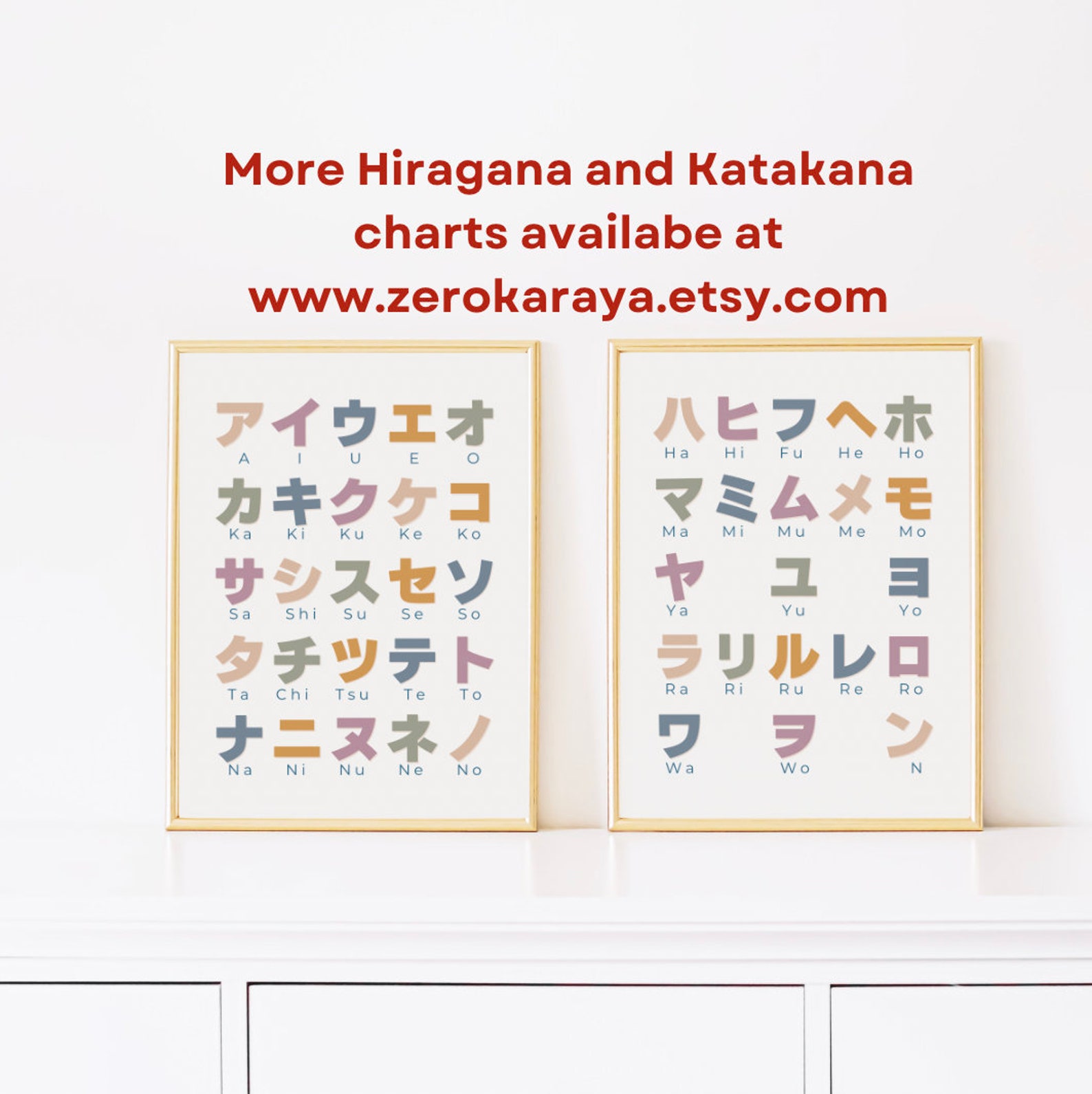 Japanese Hiragana Katakana Chart, Printable Japanese Alphabet Poster ...