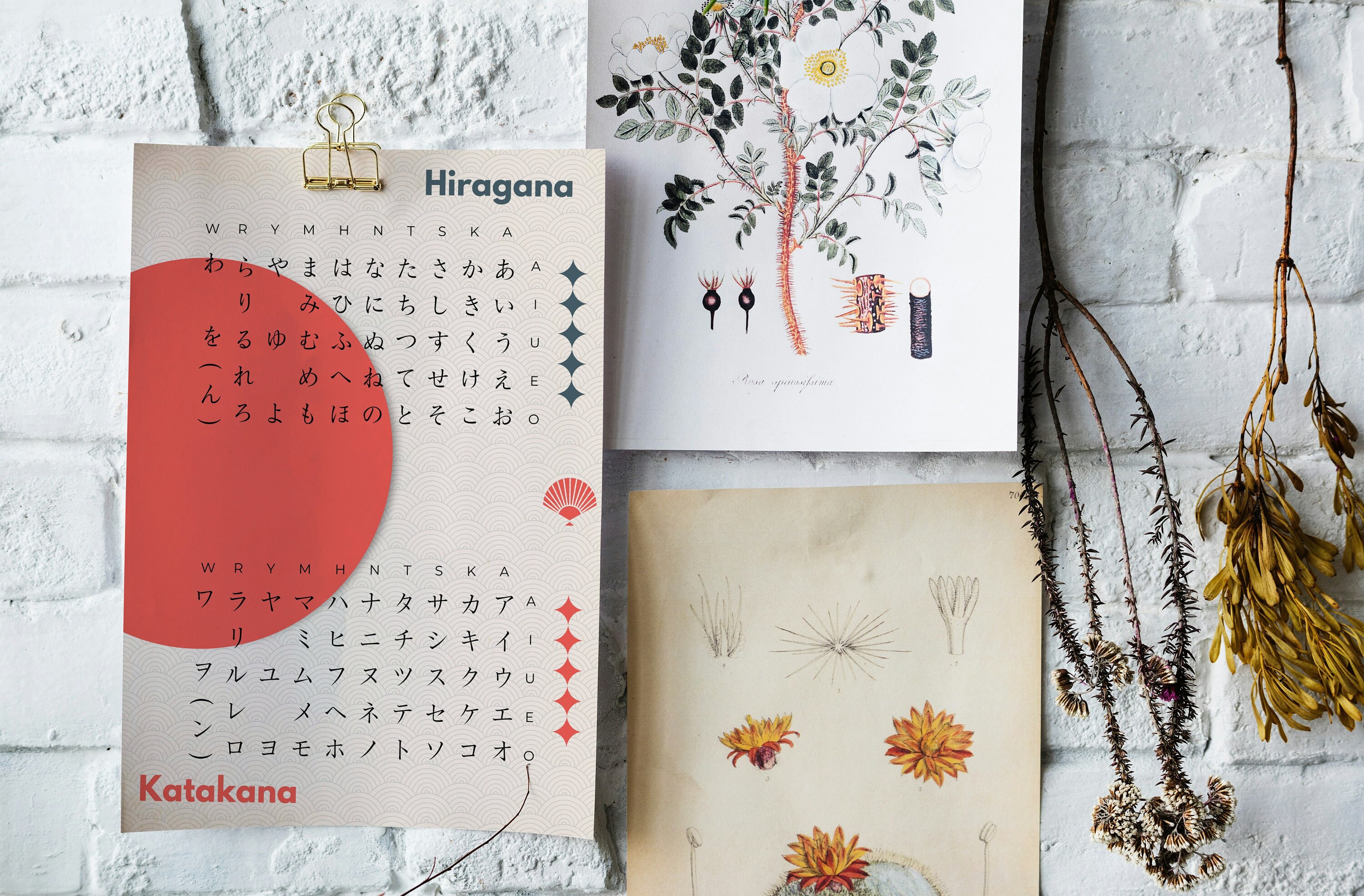 Basic Hiragana Katakana Chart, Japanese Alphabet Poster, Japandi ...