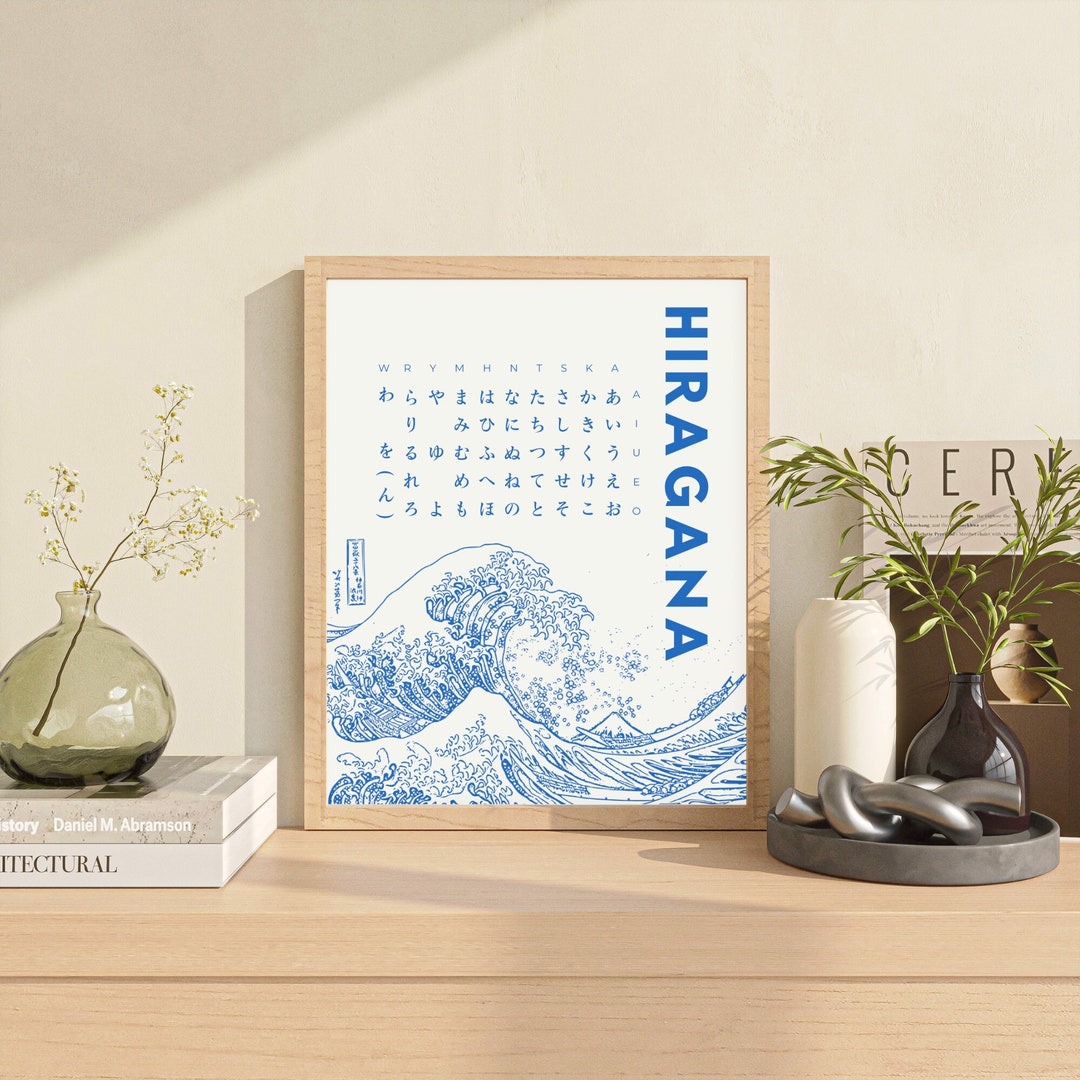 Hiragana Chart, Japanese Alphabet Poster, Minimalist Japanese Wall Art ...