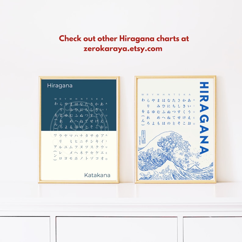 Basic Hiragana Katakana Chart, Japanese Alphabet Poster, Japandi ...