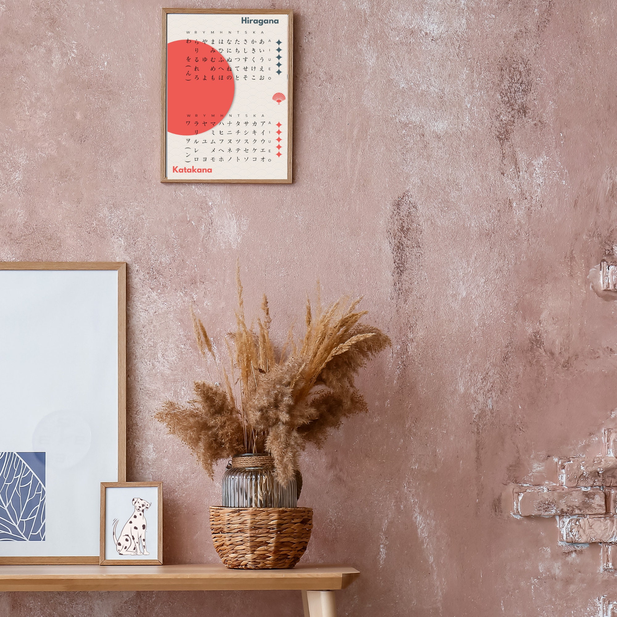 Basic Hiragana Katakana Chart, Japanese Alphabet Poster, Japandi ...