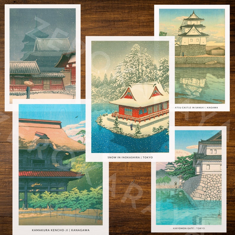 Vintage Japan Postcard Sets of 5, Shrine Temple Prints, 4x6 Post Cards ...