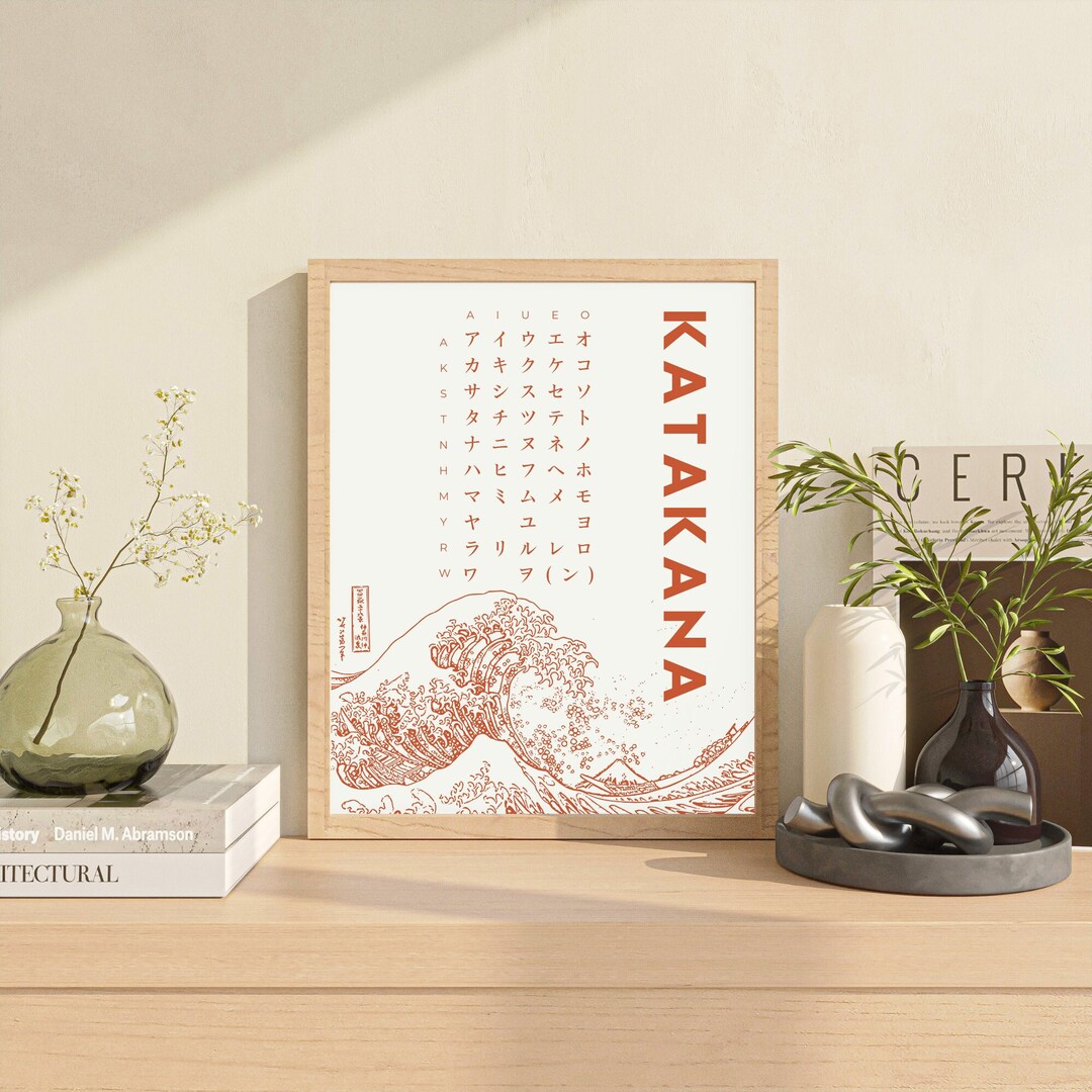 Katakana Chart, Japanese Alphabet Poster, Minimalist Japanese Wall Art ...
