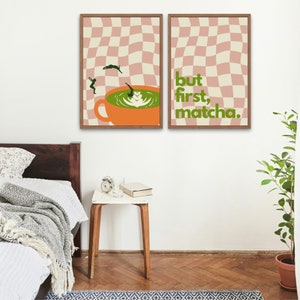 Matcha Print Wall Art, Matcha Poster Set of 2, Kitchen Decor, Gift for ...