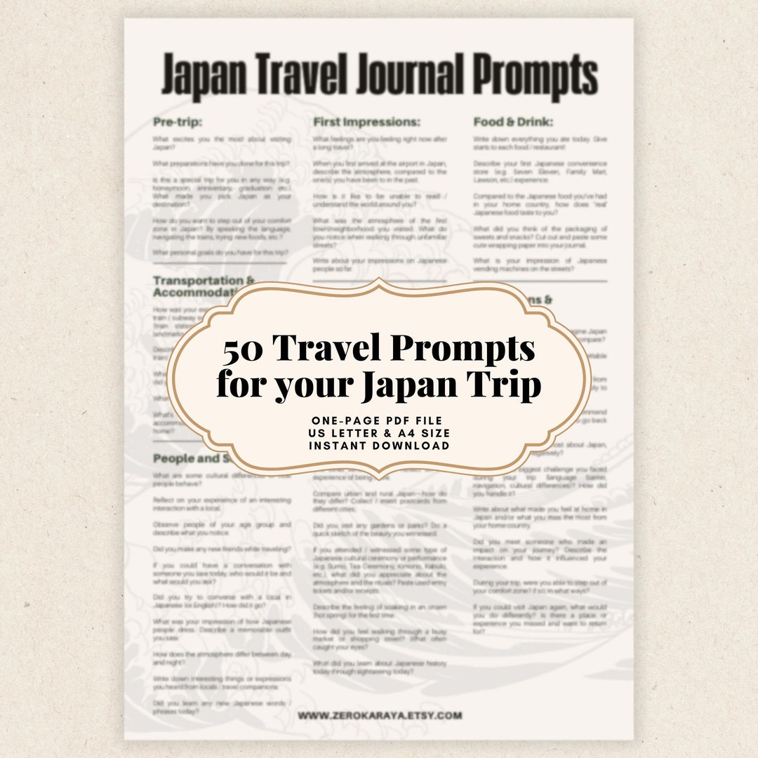 50 Japan Travel Prompts Printable, Japan Travel Journal, Holiday ...