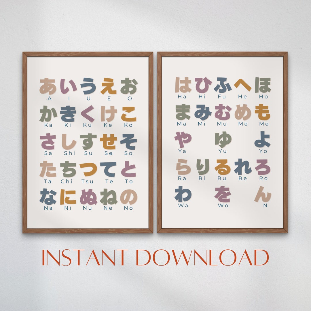 Japanese Hiragana Chart, Printable Wall Art for Classroom, Language ...