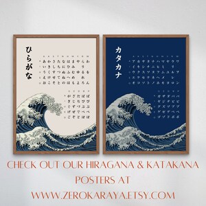 Set of 5 Japanese Hiragana Katakana Chart, Japanese Alphabet Bilingual ...