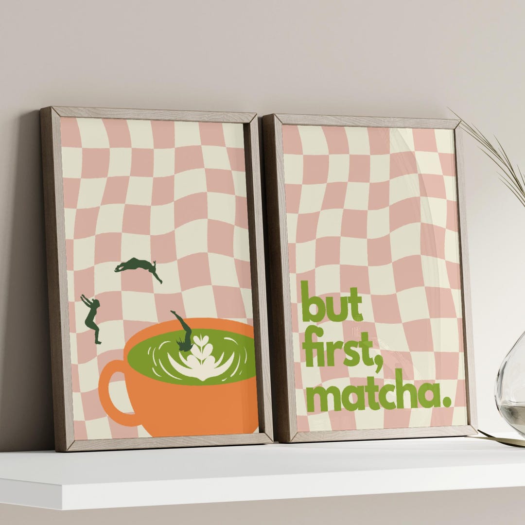 Matcha Print Wall Art, Matcha Poster Set of 2, Kitchen Decor, Gift for ...