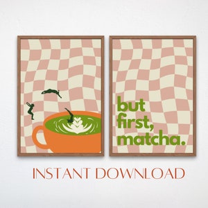 Matcha Print Wall Art, Matcha Poster Set of 2, Kitchen Decor, Gift for ...