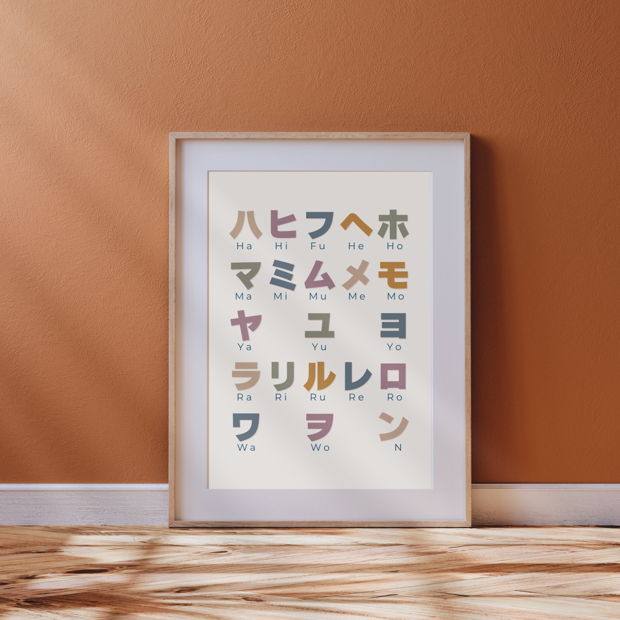 Colorful Japanese Katakana Chart Poster, Neutral Wall Decor for ...