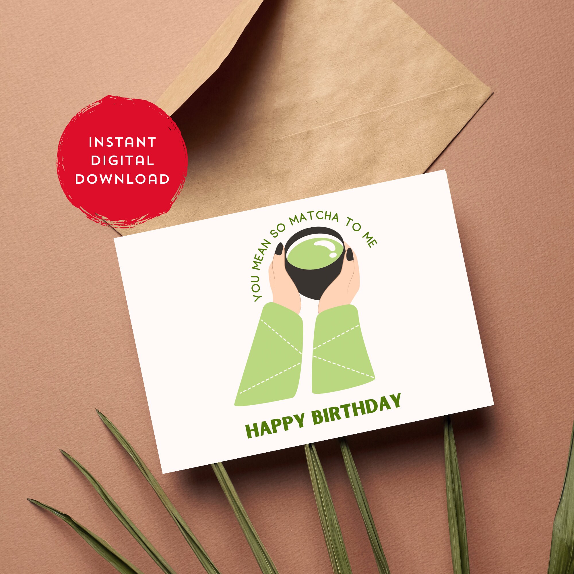Printable Birthday Card, Birthday Card for Matcha Green Tea Lovers ...