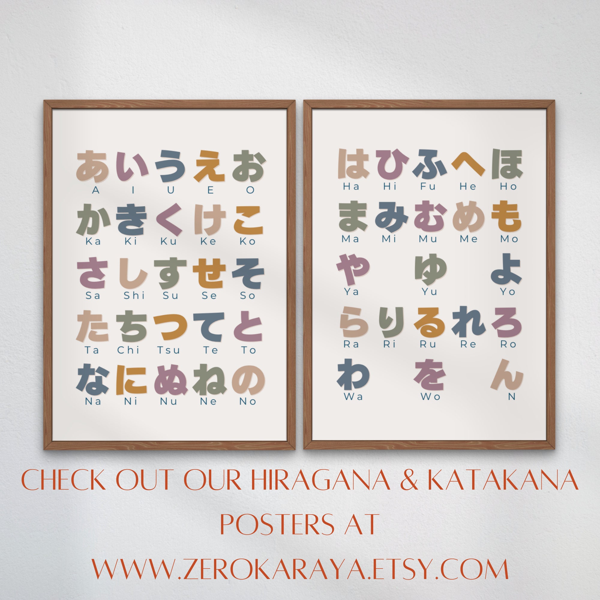 Colorful Japanese Katakana Chart Poster, Neutral Wall Decor for ...