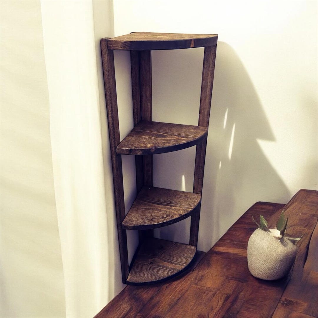Rustic Wooden Corner Shelving Unit Space-saving Corner Shelf Handmade ...