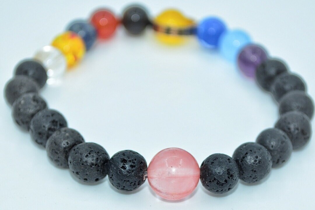 Galaxy Solar System Eight Planets Bracelet Agate Natural Stone ...