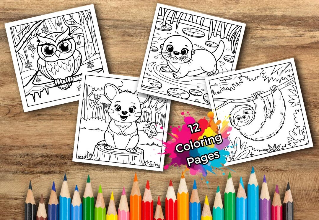 Bold and Easy Cozy Animal 12 Coloring Pages for Relaxation 8.5 X 8.5 ...