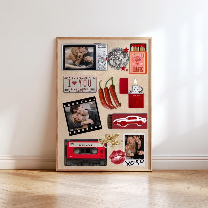 Editable Boyfriend Photo Collage Anniversary Poster Matchbook Template ...