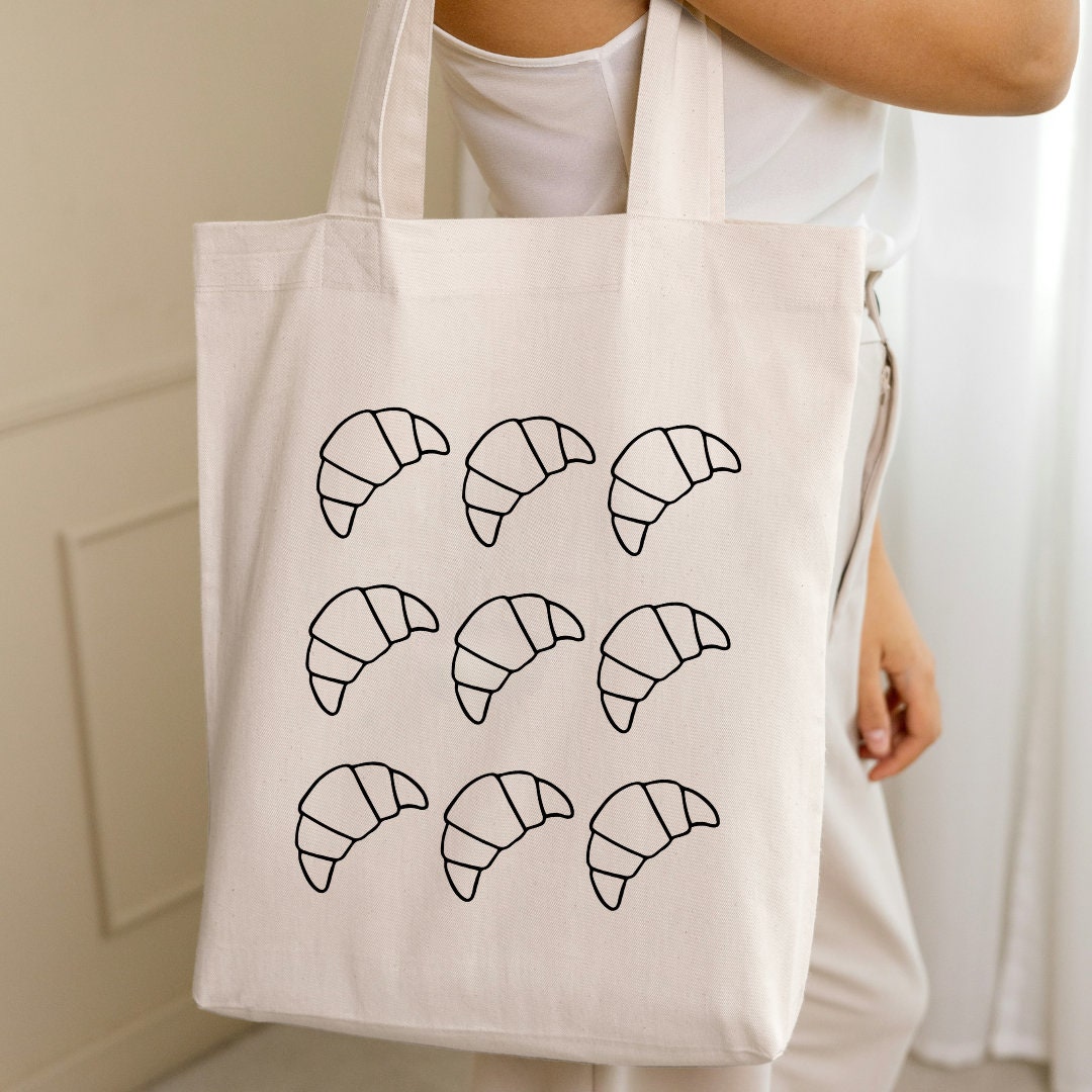 Croissant Tote Bag Sweets Croissant Lover Gift Sustainable Bag Y2K ...
