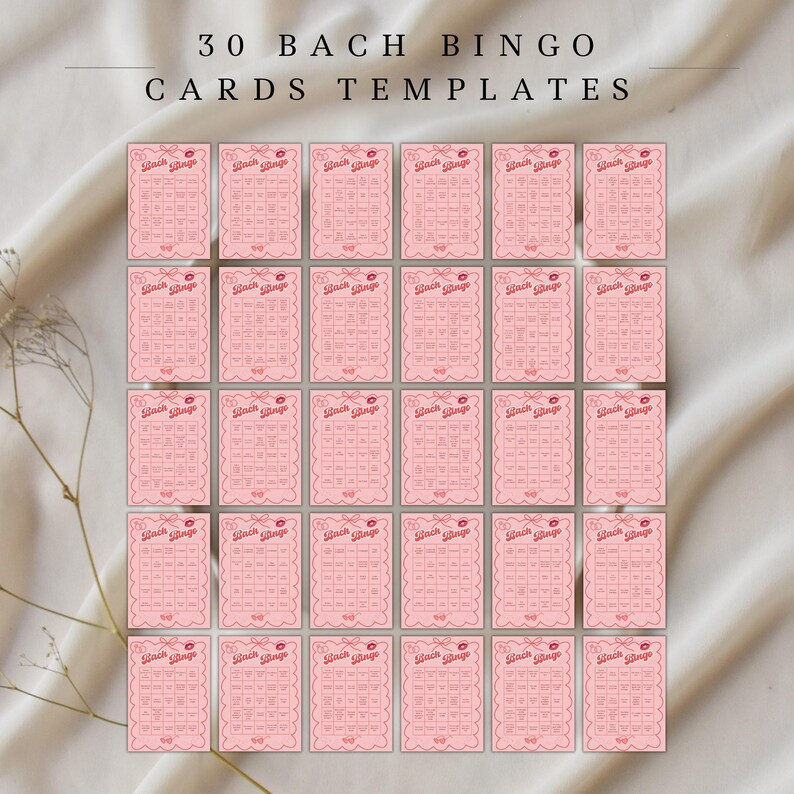 Bachelorette Bingo Game Cards Printable Pink Red Canva Template Dirty ...