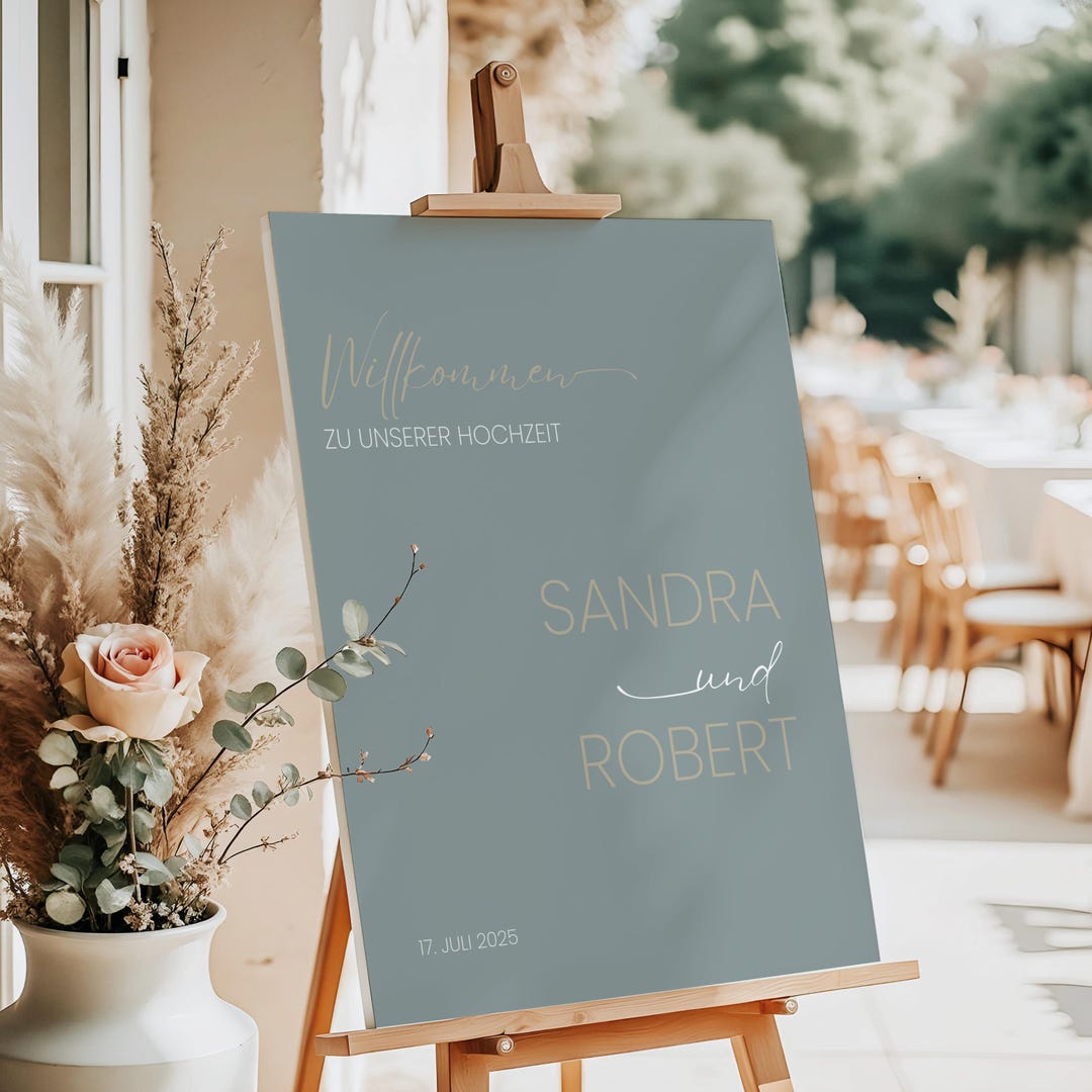 Minimal Wedding Welcome Sign Foam Board Neutral Printed Boho Welcome ...