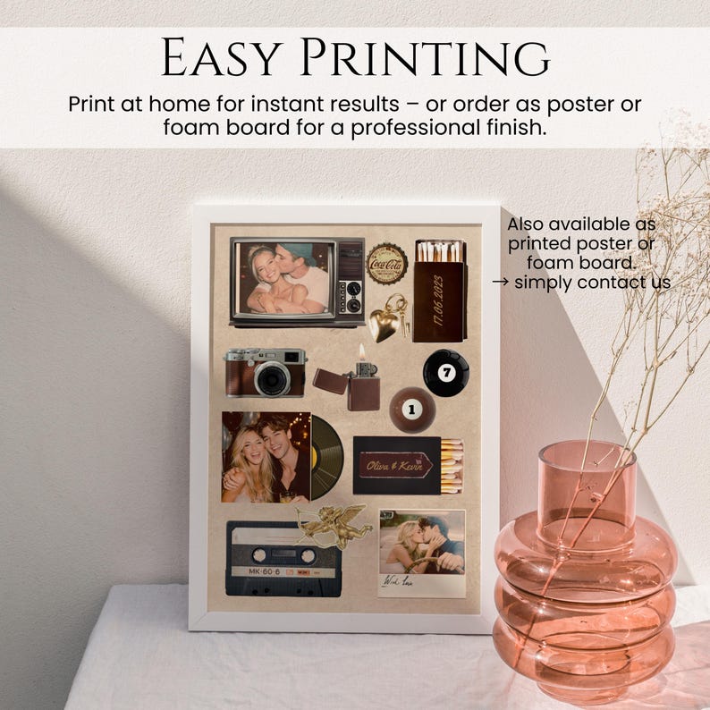 Editable Boyfriend Photo Collage Anniversary Poster Matchbook Template ...