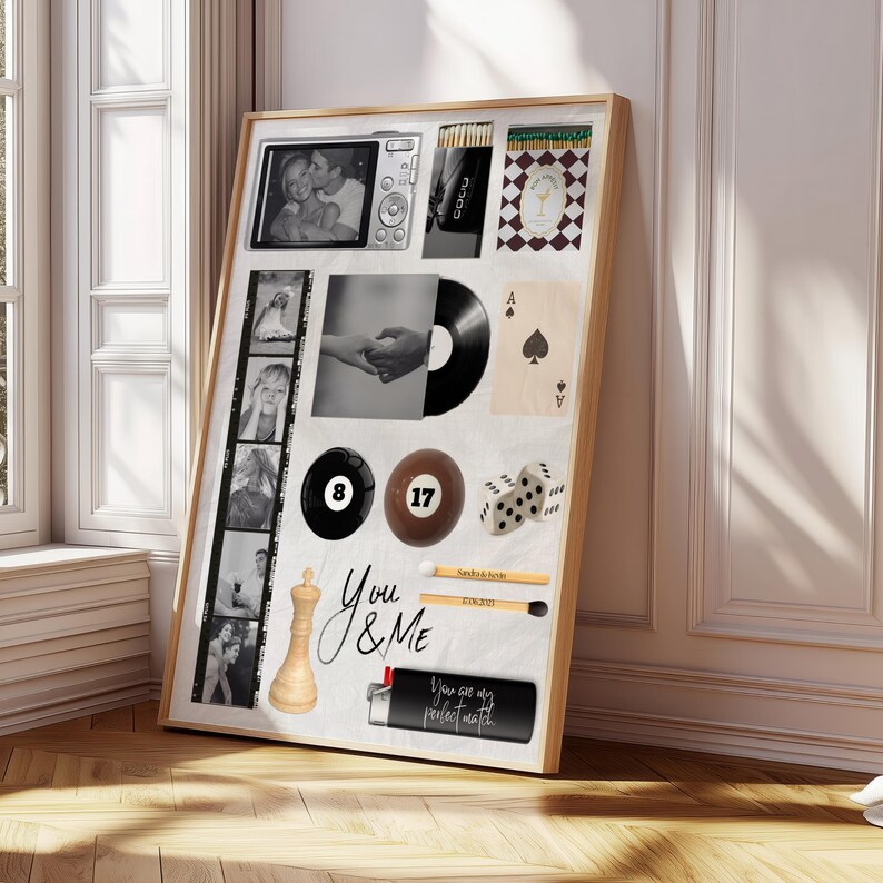 Editable Boyfriend Photo Collage Anniversary Poster Matchbook Template ...