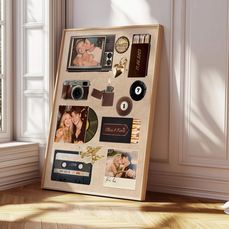 Editable Boyfriend Photo Collage Anniversary Poster Matchbook Template ...