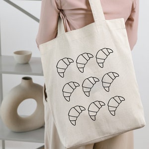 Croissant Tote Bag Sweets Croissant Lover Gift Sustainable Bag Y2K ...