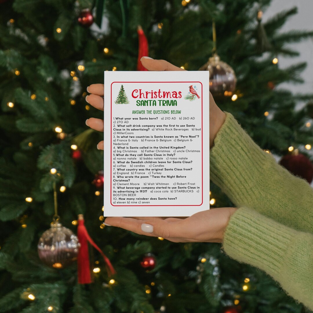 Printable Family Christmas Trivia Game Holiday Party Games Activities ...