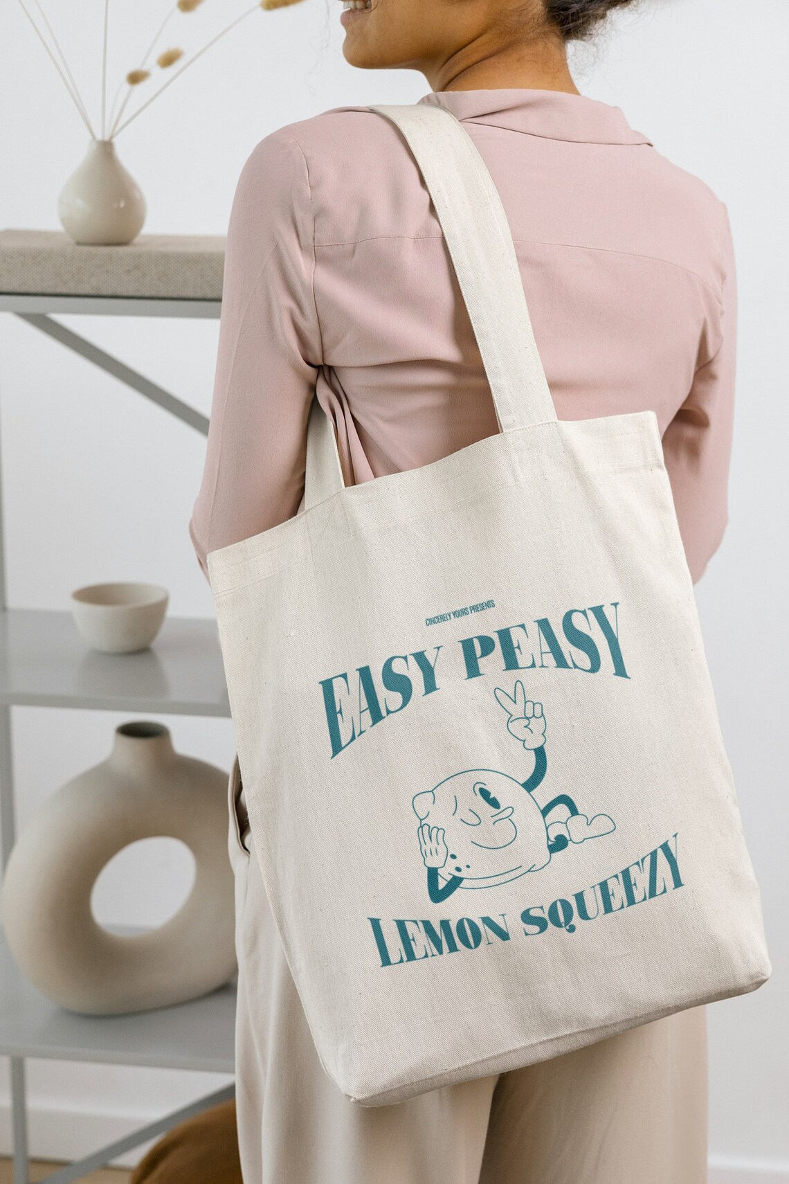 Easy Peasy Lemon Squeezy Tote Bag Retro Lemon 90s Grocery Shopper ...