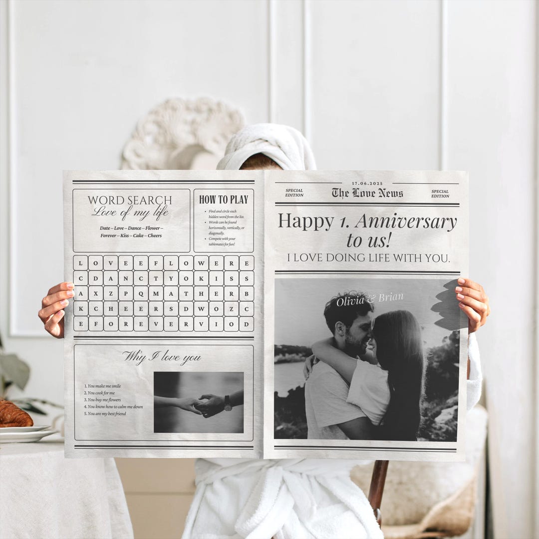 Editable Anniversary Newspaper Template Canva Printable Gift for Wife ...