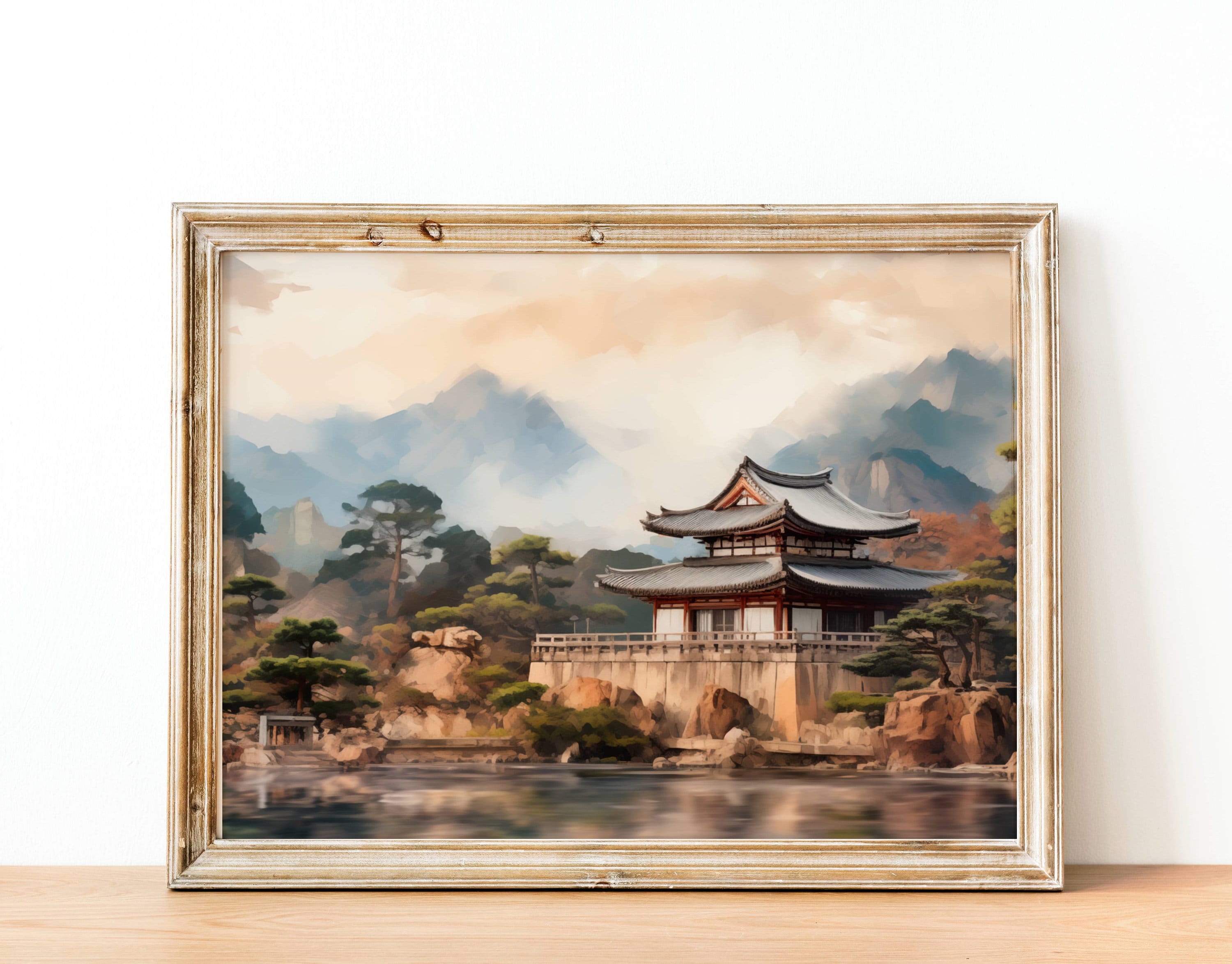 Japan Temple, Oil Painting Japan, Japan, Japanese Wall Art, Printable ...