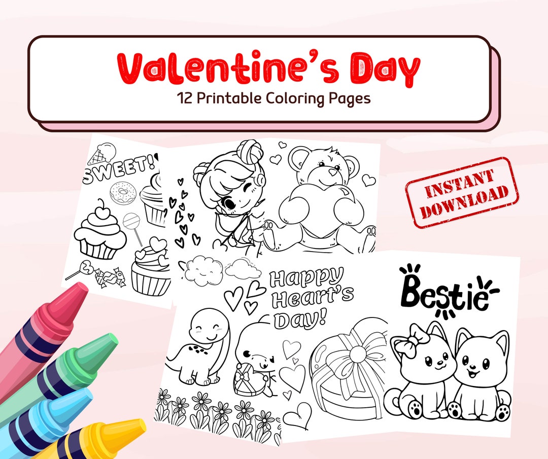 Valentine Coloring Pages for Kids, Toddlers, Preschoolers Coloring Book ...